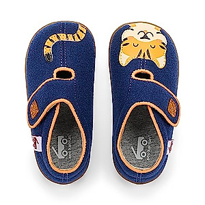 See Kai Run Cruz II - Easy-On Felted Wool Slippers for Little Kids, Dark Blue Tiger 11