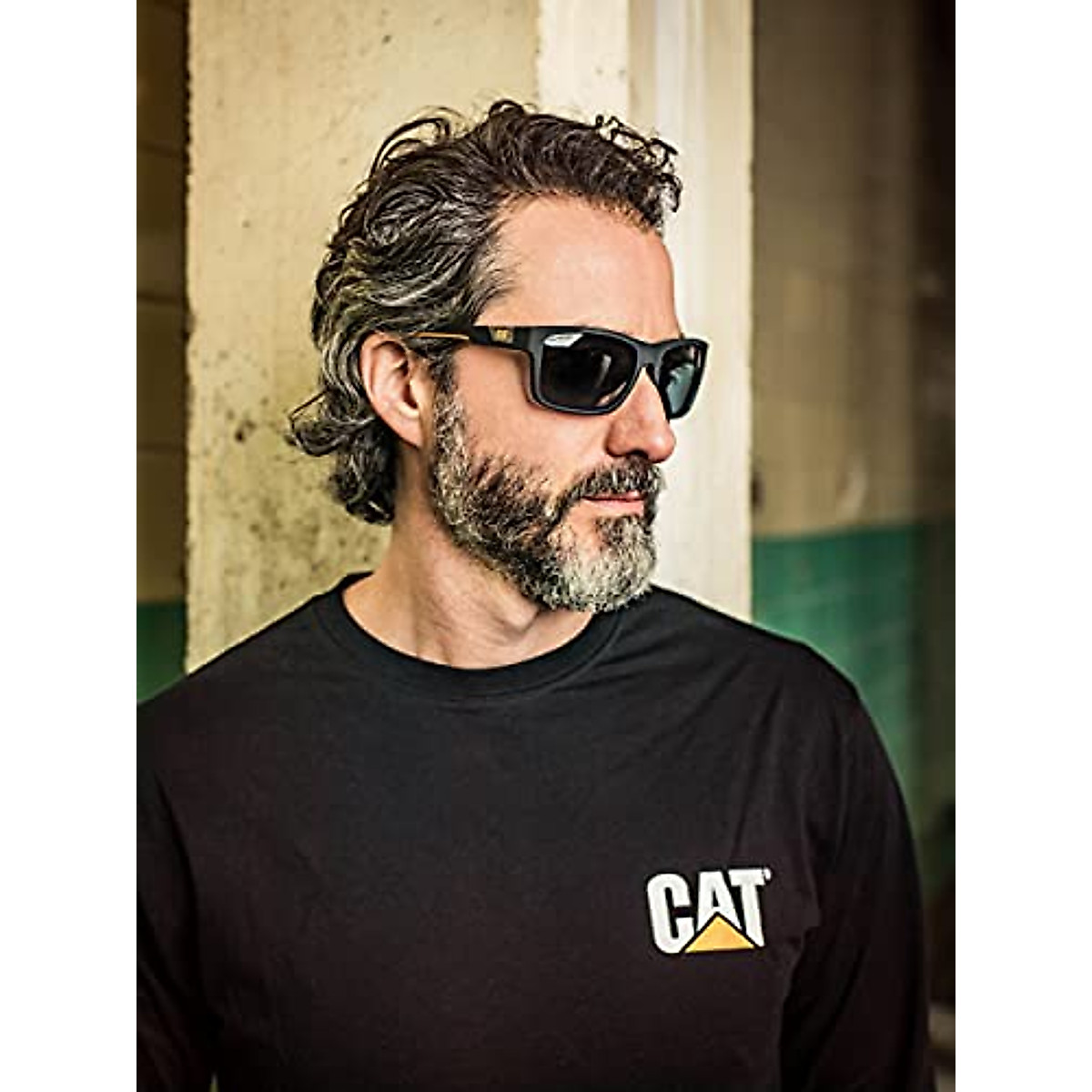 Caterpillar Men's Coder Polarized Sunglasses Square, Matte Navy Crystal, 60 mm