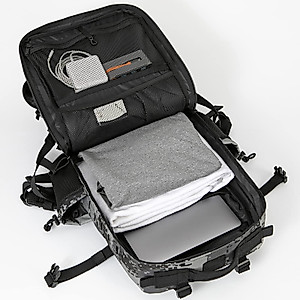 QT&QY Military Tactical Backpacks For Men Army Molle Daypack 45L Large 3 Day Bug Out Bag Gym Rucksack With Bottle Holder Black Camo