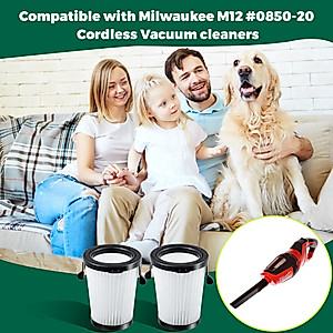 Dreyoo 2 Pack 3'' Replacement Dry Vacuum Filter Compatible with Milwaukee 49-90-1950 HEPA Filter Design for Use Compatible with M12 0850-20 Vacuum Cleaner