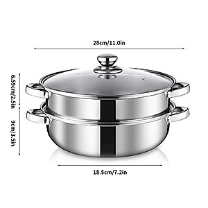 Stainless Steel Steamer Gas Induction Cooker Soup Steamboat Pot 1/2 Toer Steamer Transparent Glass Lid Kitchen Cookware