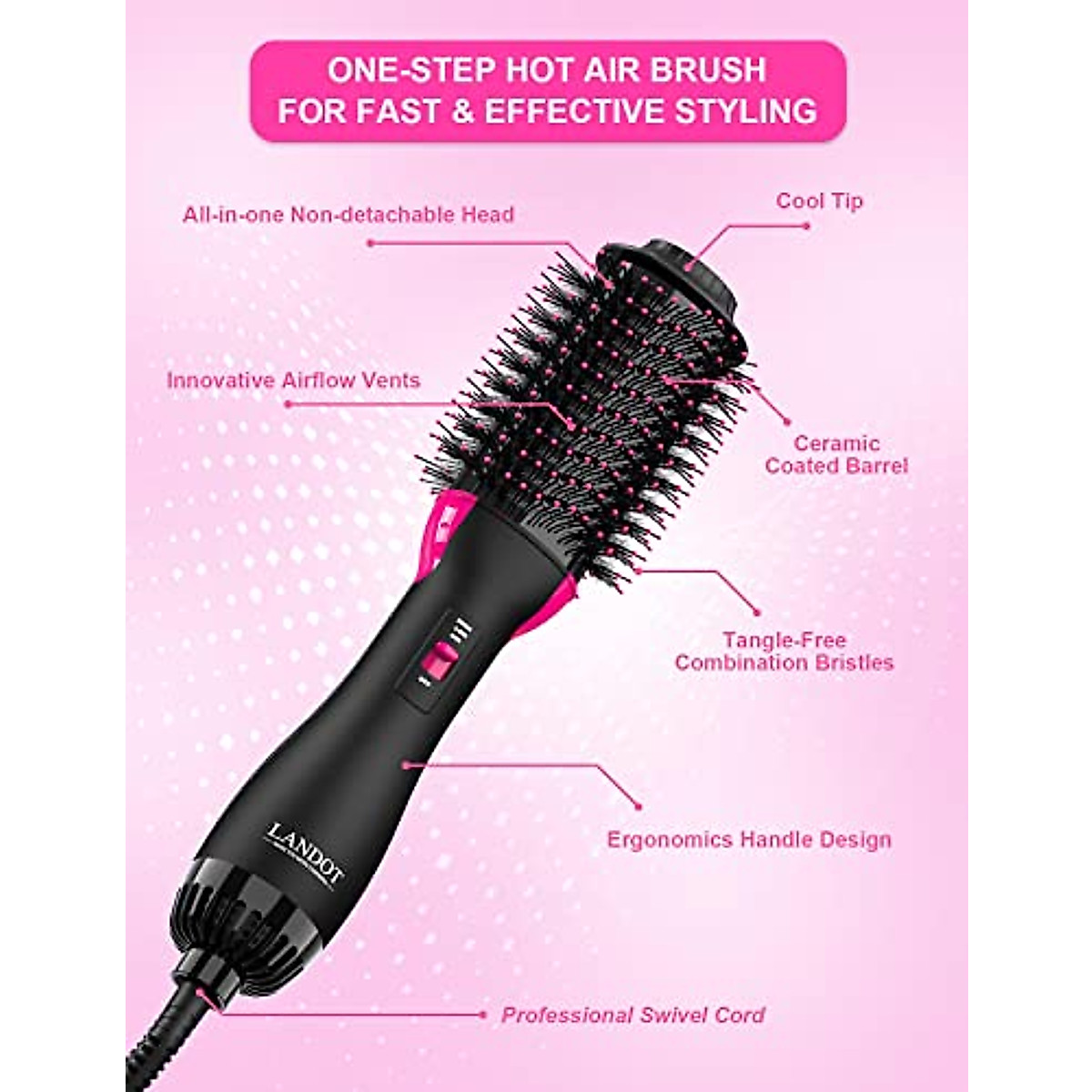 Hair Dryer Brush Blow Dryer Brush in One - Plus 2.0 One-Step Hot Air Brush - 4 in 1 HairDryer Styler and Volumizer for Drying Straightening Curling Volumizing Hair