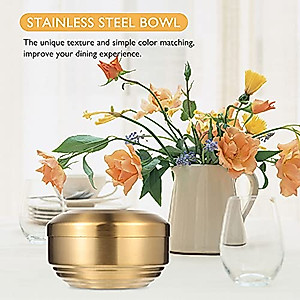 HANABASS Korean Stainless Steel Rice Bowl with Lid Stainless Steel Rice Bowl Salad Bowl Kitchen Baby Eating Bowl