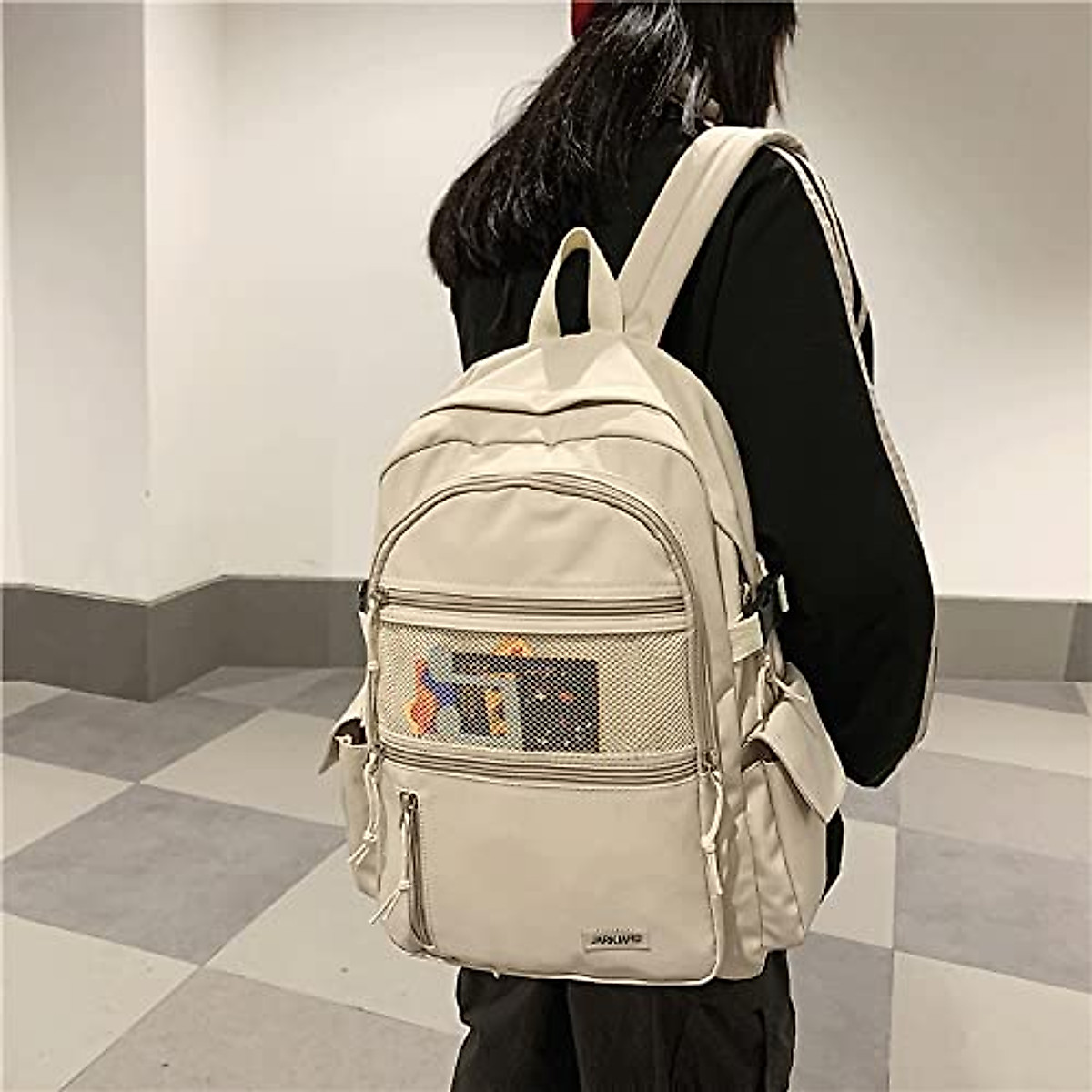 JARKJARD Kawaii Backpack Cute Aesthetic Backpack for School College Student Travel Bookbag for Girls Large Capacity Casual Daypack(White)