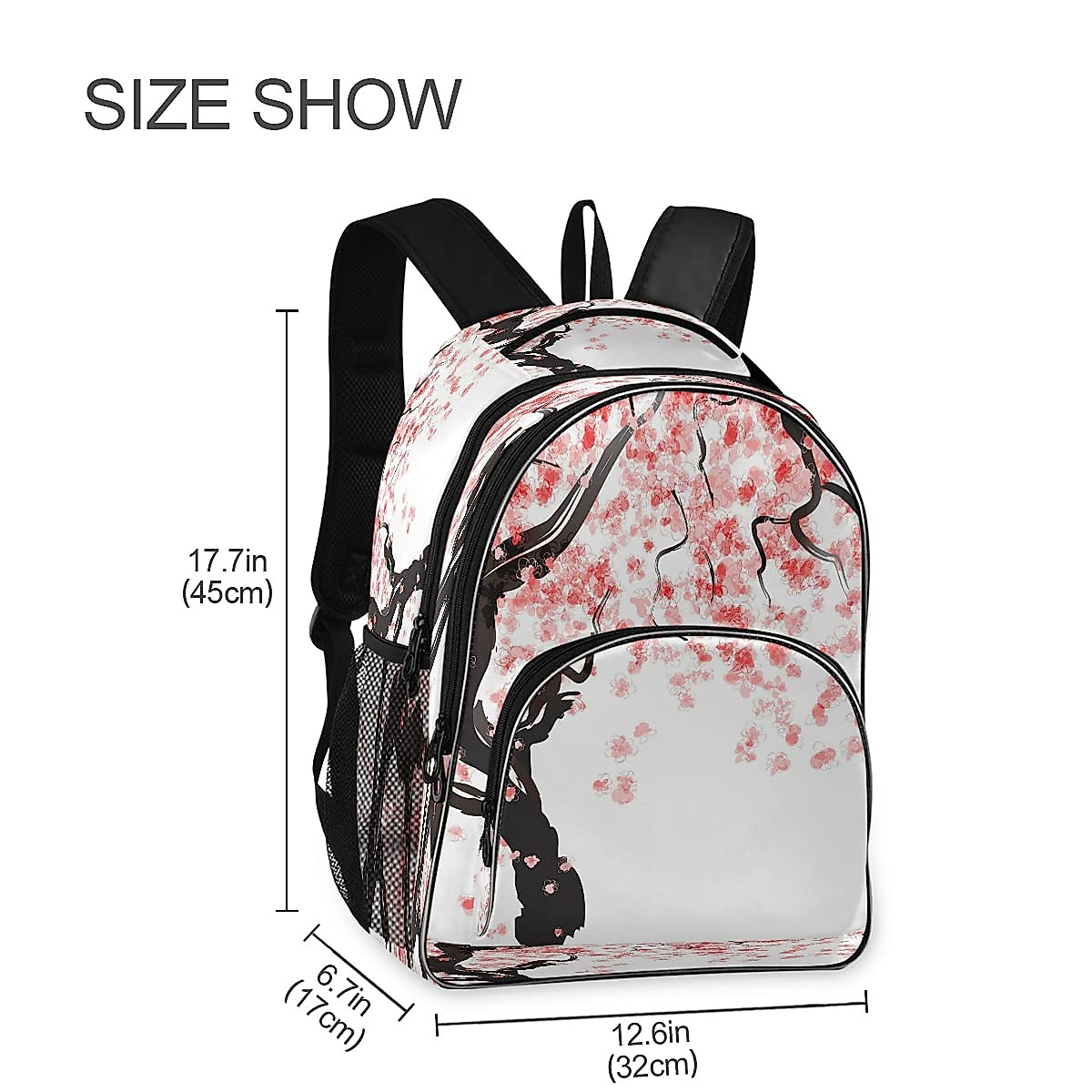 School Backpack Japanese Cherry Tree Blossom Bookbag Schoolbag for School Travel