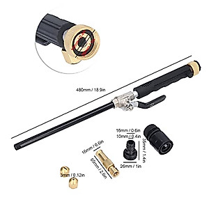 Watering Sprayer Flexible Garden Wand Jet Adjustable High Cleaning Pressure Power Washer Wand with Nozzles Connector Universal Hose End for Gutter Patio Car Pet Window Cleaning Tool
