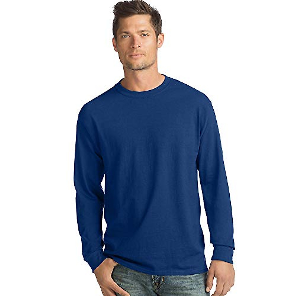 Hanes mens Essentials Long Sleeve T-shirt Value Pack (4-pack) fashion t shirts, Deep Royal, X-Large US