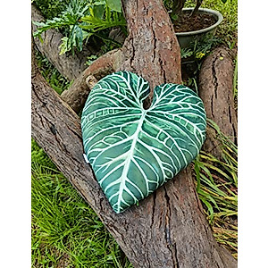 HOFFENDER Leaf Pillows Plant Pillows for Bedroom, Living Room and Patio Green Throw Pillows (Anthurium Regale)