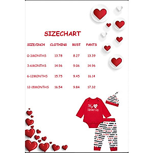 Auggle Baby Boys Girls My First Valentine's Day Romper Infant Long Sleeve Cute Outfit Clothes Set (Red, 3-6 Months)