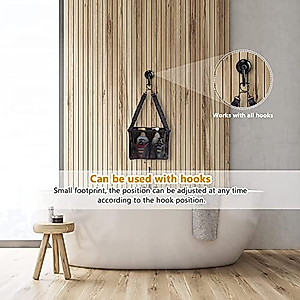 GGMOVE Hanging Mesh Shower Caddy College with Hooks, Bath Baskets Organizer Storage with 4 Pockets for College Dorm Rooms, Gym, Swimming and Travel (Black)