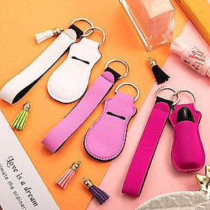 30-Piece Lipstick Holder Wristlet Keychain Clip-on Sleeve Pouch with Colored Tassel Pendants for Women Travelling