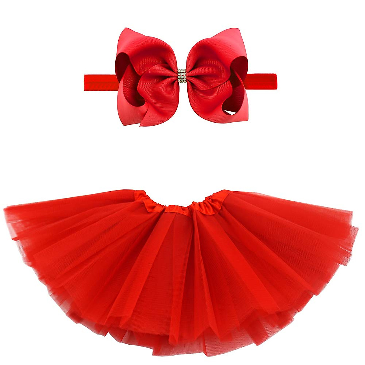 BGFKS 5 Layered Toddlers Tulle Tutu Skirt for Girls with Headband for Baby Girl 0 to 36 Months