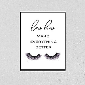 Eyelashes Decor girls room decor Lashes Make Everything Better, Glamour Decor, Bedroom Wall Decor, Inspirational Print, Makeup Lashes Art 8X10 Inch Prints No Framed