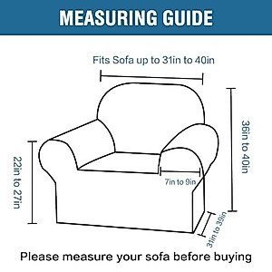 H.VERSAILTEX Stretch Chair Sofa Slipcover 1-Piece Couch Armchair Cover Furniture Protector Fit Chair Width Up to 47 Inches Soft with Elastic Bottom for Kids(One Seater Chair, Natural)