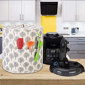 Yarwo Pressure Cooker Cover Compatible with 6.5 qt and 8 qt Ninja Foodi, Small Appliance Dust Cover with Top Handle and Pocket for Attachments, Tree