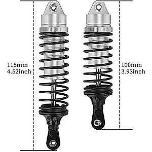 OGUNKE RC 4PCS Aluminum Front & Rear RC Shocks for 1/10 RC Truck Traxxas Slash 2WD/4x4 shocks Rustler 4X4 shocks Stampede 4X4 shocks Hoss 4X4 Replace 5862 (Silver)