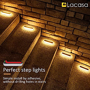 Lacasa Solar Deck Lights, 4 Pack 40LM Solar Powered Step Lights, LED Dock Lights Warm White 2700K Outdoor In-Ground Lights IP68 Waterproof Auto ON/Off for Garden Stairs Driveway Pathway Lighting