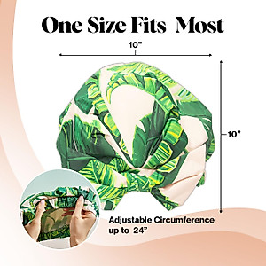 Kitsch Luxury Shower Caps for Women Reusable Waterproof - Large Shower Cap for Women and Men, Non-slip, Quick-dry Hair Cap for Long & Short Hair, Comfortable and Stylish Design - Palm Leaves