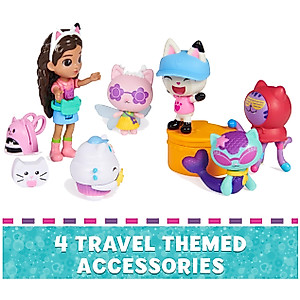 Gabby's Dollhouse, Travel Themed Figure Set with a Gabby Doll, 5 Cat Toy Figures, Surprise Toys & Dollhouse Accessories, Kids Toys for Girls & Boys 3+