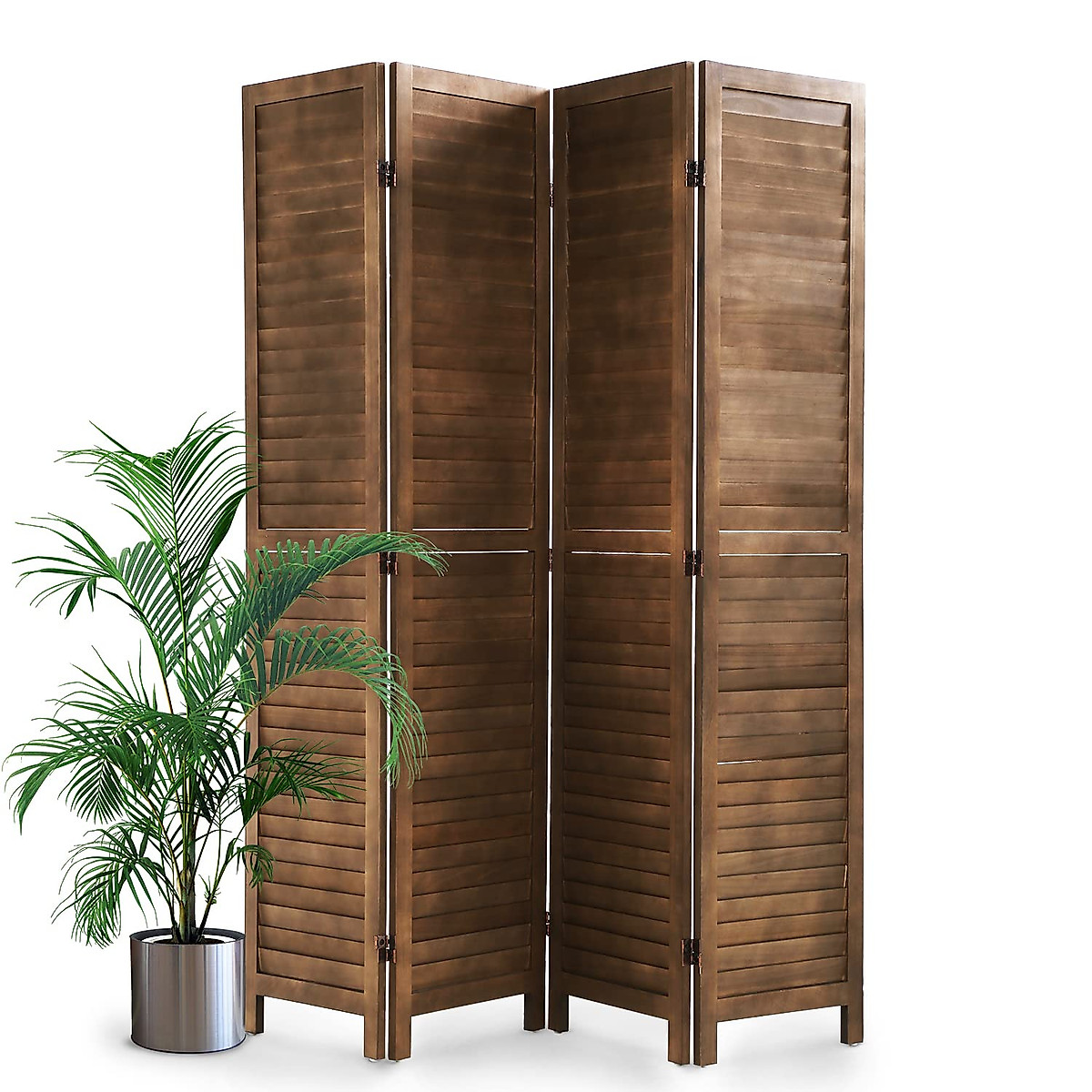 Room Divider 4 Panels, 5.75FT Wooden Room Divider Wall Folding Privacy Screens Freestanding Partition for Home Office Bedroom