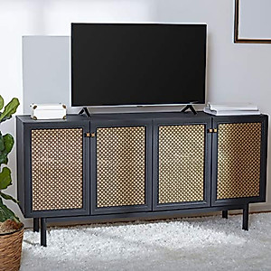 Safavieh Home Collection Piran Black and Gold 4-Door 2-Shelf Media (65-inch Flat Screen) TV Stand
