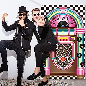 Jukebox Cutout Banner 50's Rock and Roll Banner Backdrop Birthday Party Decoration Baby Shower Birthday Party Supplies