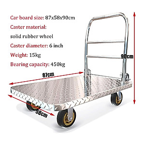 Platform Truck Folding Push Cart Steel Flat Handtruck with Wheels Platform Truck Load 350-500 Kg Moving Dolly Cart Mute Flatbed Cart Reliable