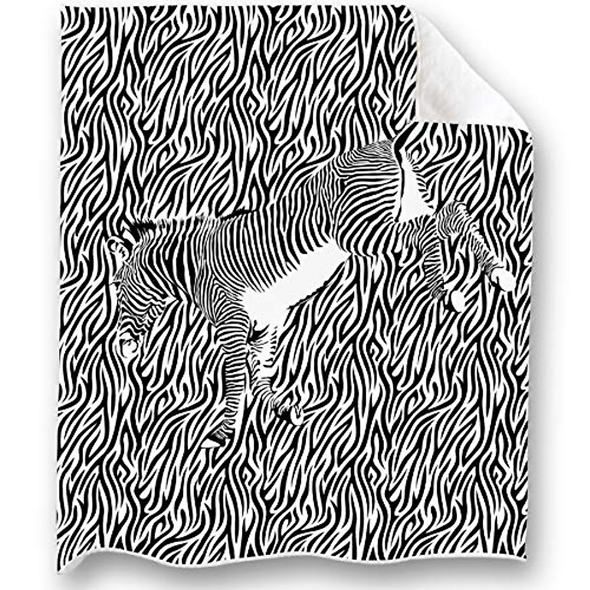 Loong Design Fun Zebra Throw Blanket Super Soft, Fluffy, Premium Sherpa Fleece Blanket 50'' x 60'' Fit for Sofa Chair Bed Office Travelling Camping Gift