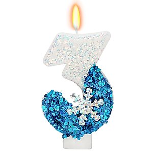 Frozen Themed Birthday Candles, 3rd Birthday Candle for Party Supplies, Winter Birthday Party Supplies, 2.76 inch Number 3 Cake Topper Decoration (Number 3)