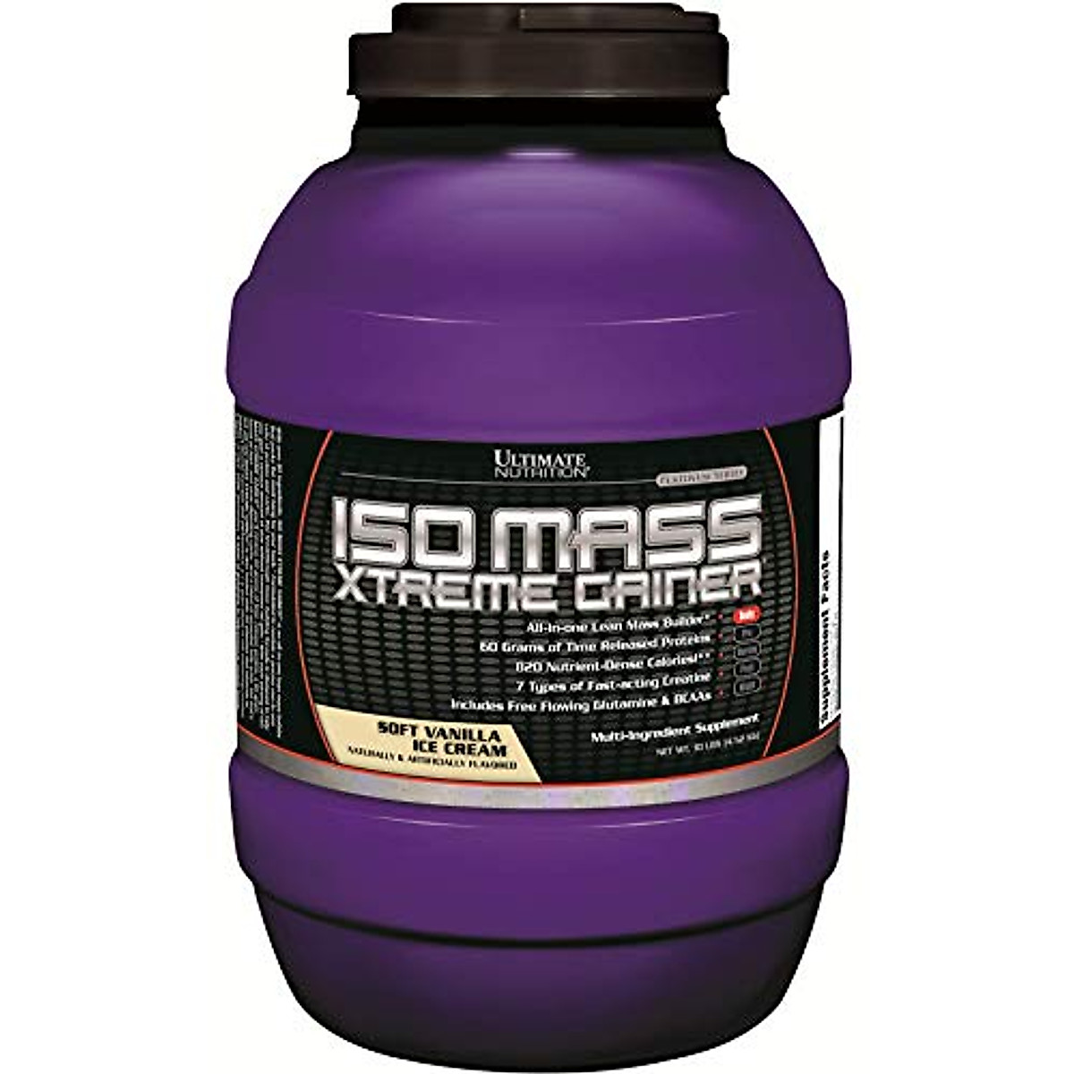 Ultimate Nutrition ISO Mass Xtreme Gainer, Weight Gainer Protein Powder with Creatine, 60 Grams of Protein, Whey Isolate Protein Powder for Lean Muscle Gain, 10 LBS with 30 Servings, Vanilla Ice Cream