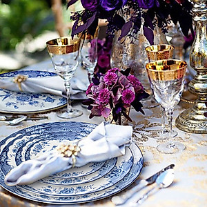 GagalU Porcelain Plate and Bowl Set,Blue and White Porcelain Wedding Dishes Ceramic Gold Plates Bone China Dinnerware Set Christmas Serving Dishes Set Dessert Ceramic Plate Dinner Diashes