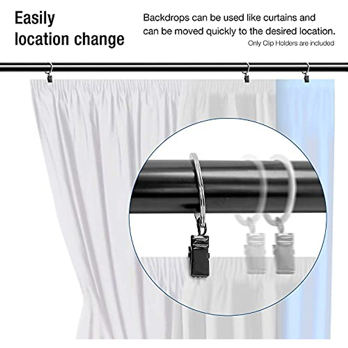 LimoStudio [Set of 10] Metal Ring Clips for Studio Backdrop Background, Compatible with Backdrop Stands, Background Support Stand, Curtain Ring, Drapery Ring Clip, AGG3231