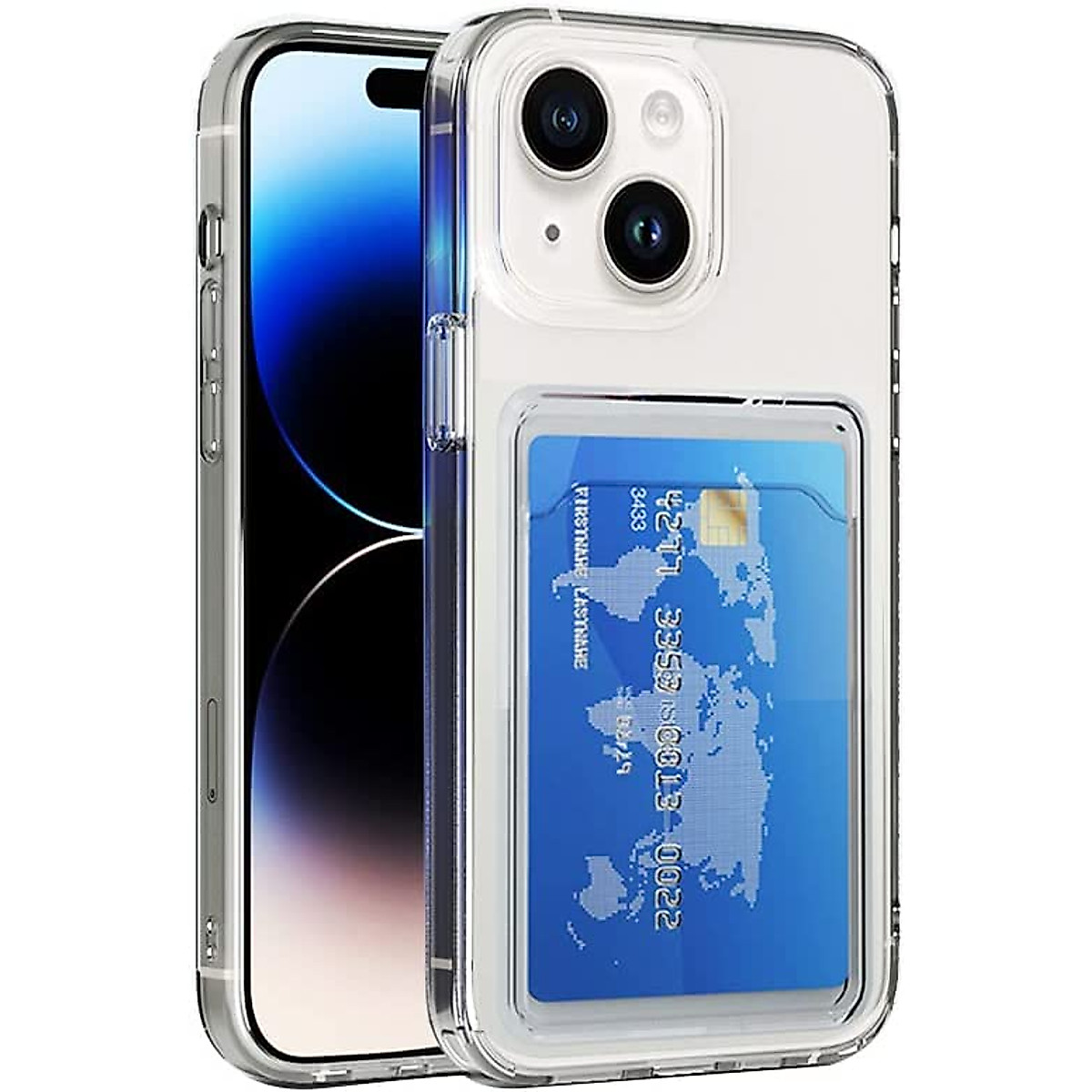 Xerial Compatible with iPhone 13 Mini case with Card Holder, Clear Card Slot case, Ultra-Thin, Soft, Shockproof, Credit Card Protective Cover for iPhone 13 Mini