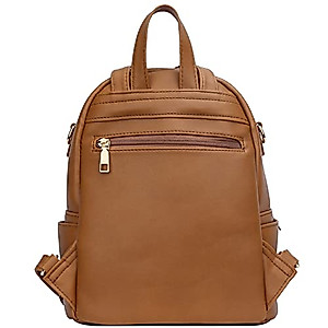 KKXIU Convertible Mini Leather Backpack Purse For Women and Ladies Small Quilted Daypack with Colorful Strap (A-brown)