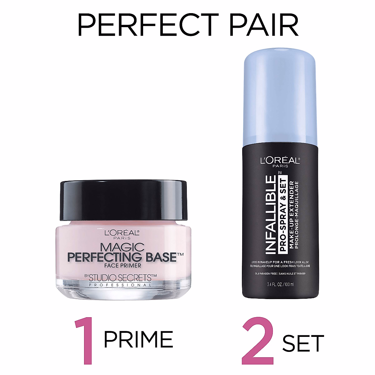 L'Oreal Paris Magic Perfecting Base Face Primer by Studio Secrets Professional 0.50 oz (Pack of 2)