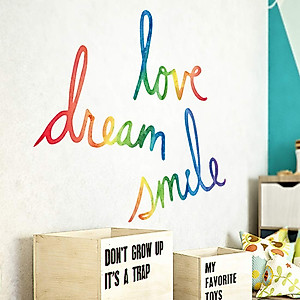 Inspirational Wall Decor Quotes for Living Room – Love Dream Smile – Wall Decor for Bedroom Classroom Playroom Nursery Girls Boys Room Wall Decals Decorations
