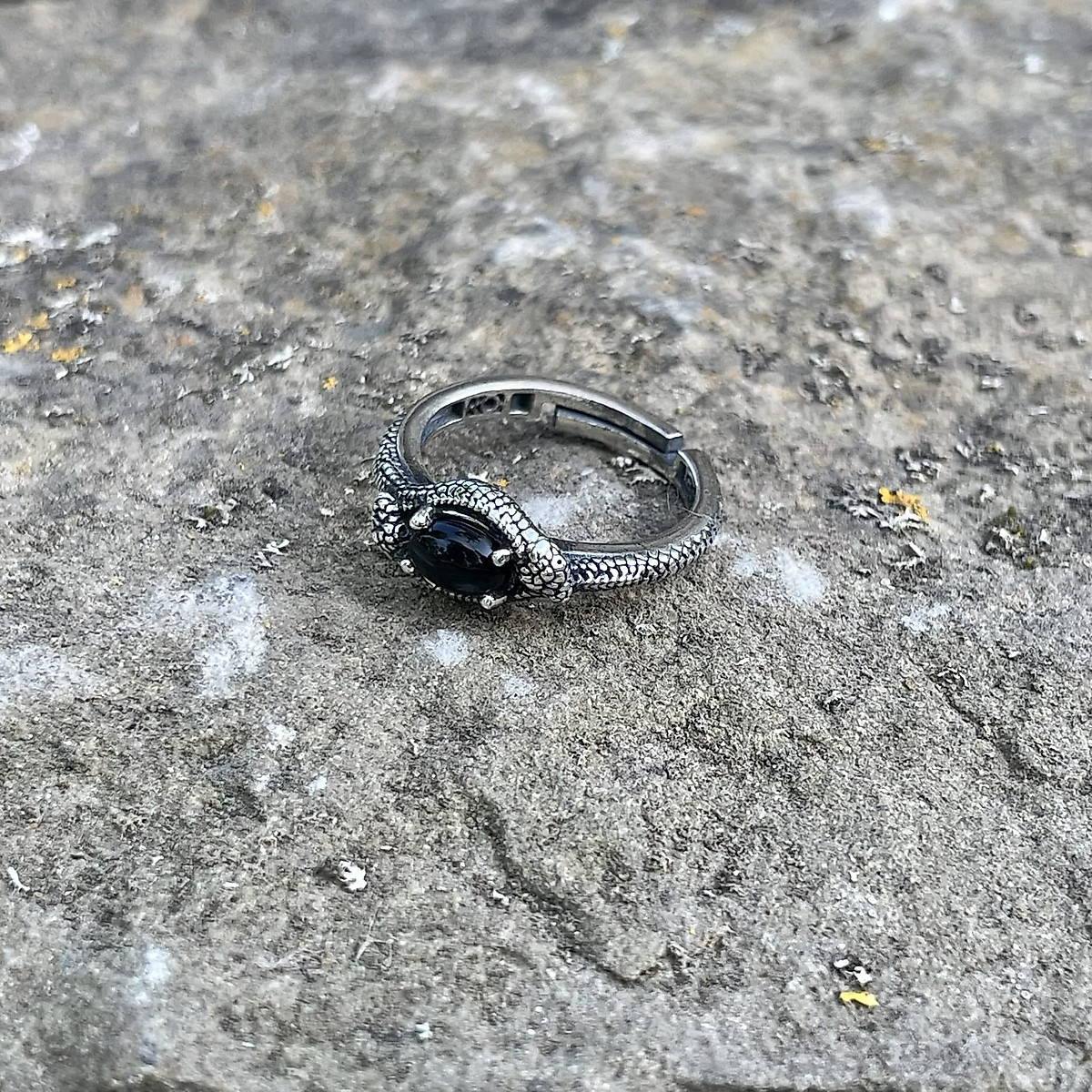 R&O Silver Boutique 925k Unique Snake Design Sterling Silver Women's Ring 2W (Black, 5)