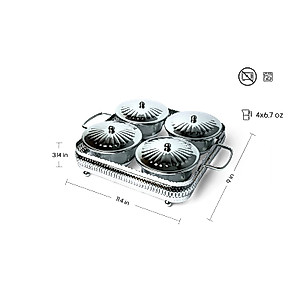 Regent Rigeli VICTORIA White Bronze plated 4 Compartment Party Set Stainless Steel square round with a metal cap 4 Compartment Serving Bowls for Candy, Nuts, Fruit, Veggies, pulses