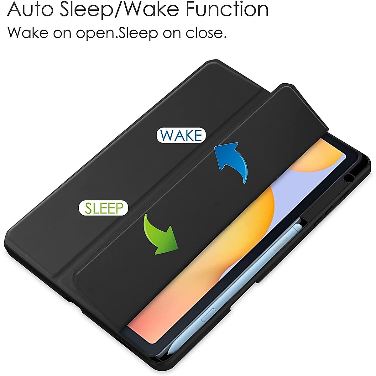 Compatible with Samsung Galaxy Tab S7/S8 11“ S6 Lite 10.4”2020/2022 Tablet Case Leather Tri-fold Ultra Thin Protective Cover (Color : Black, Size : for Tab A8 10.5)