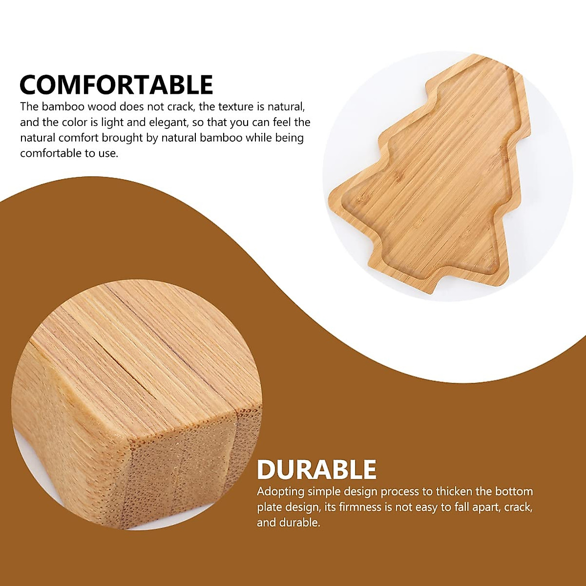 Vaguelly Cutlery Platter 1Pc Christmas Tree Shaped Plate Bamboo Tray Holiday Appetizer Tray Sushi Serving Tray Japanese Sashimi Plate Snack Dessert Candy Dish 28x20CM Snack Platter