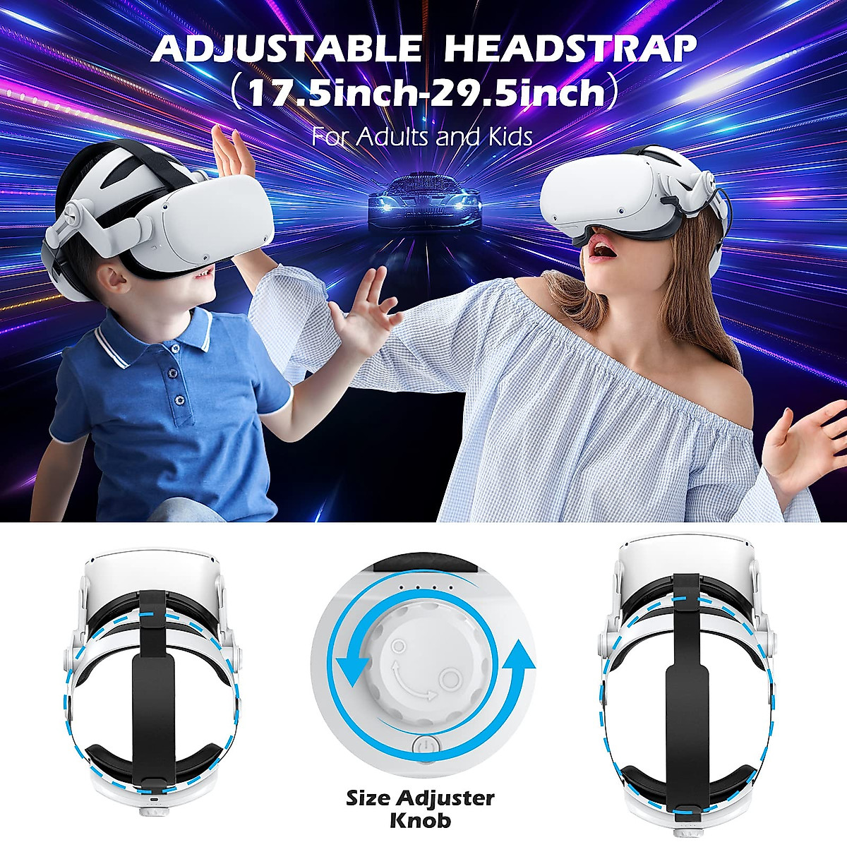 Battery Head Strap for Quest 2 - YOGES Rechargable Adjustable Headstrap to Extend Playtime and Comfort for VR Headset, Super Soft Foam and Skin-Friendly PU Quest 2 Accessories, White
