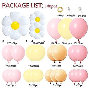 Daisy Balloon Garland Arch Kit Macaron Pastel Pink And Yellow Boho Groovy Party For Baby Shower Wedding Birthday Sunflower Decor