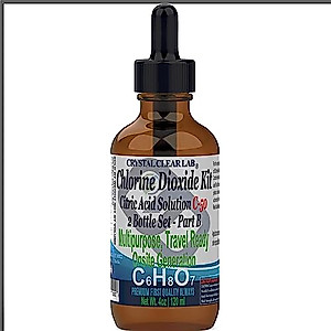 Crystal Clear Lab Chlorine Dioxide Kit - 4oz Citric Acid, Solution, 2 Bottles (8 oz)