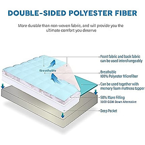 Mattress Topper California King, BedsPick Pillow top Mattress Padded Cover Washable, Soft Plush Mattress Pad Overfilled with Down Alternative, Quilted Cal King Bed Toppers Fitted Deep Pocket