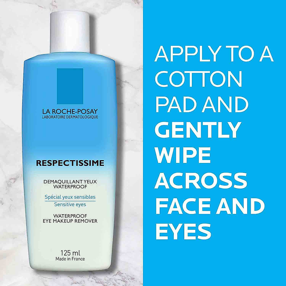 La Roche-Posay Respectissime Waterproof Eye Makeup Remover, Won't Irritate Sensitive Skin-Fragrance Free, 4.2 Fl Oz (Pack of 1)