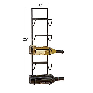 Deco 79 Metal 5 Bottle Wall Wine Rack, 6" x 5" x 25", Black