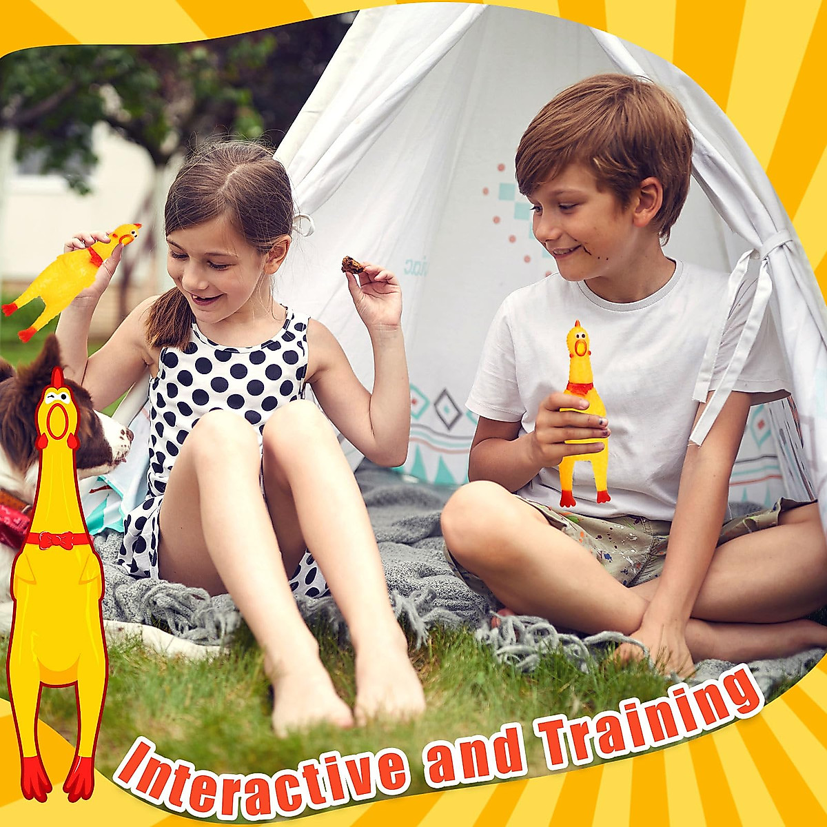 Libima 150 Pcs 6.3 Inch Screaming Rubber Chicken Toy Bulk, Mini Squeeze Rubber Chicken Small Squeak Toys, Prank Novelty Noise Toy for Pet Chew Party Gifts Reduce Separation Anxiety(Yellow)