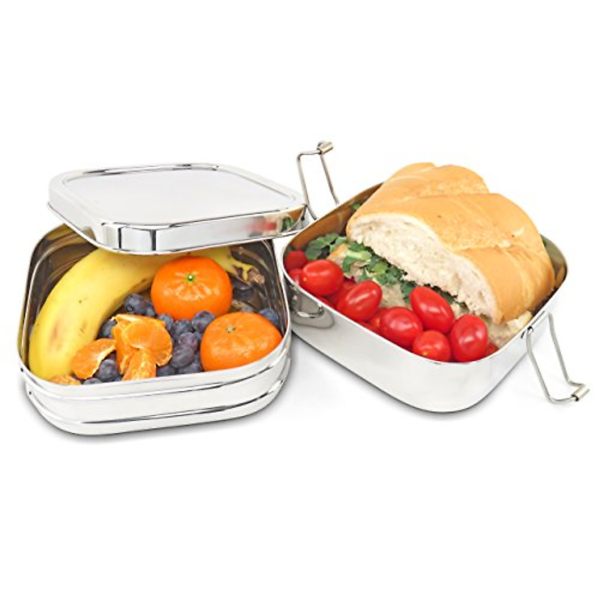 Lifestyle Block Stainless Steel Double Stack Cube 2 Compartment Lunch Box - X-Large