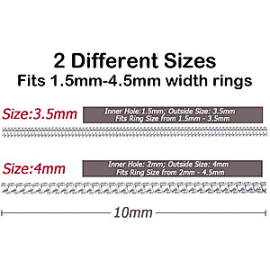 Invisible Ring Size Adjuster 2 Sizes of 12 Packs, Silicone Ring Size Adjuster for Loose Rings,for Men and Women,Spiral Silicone Tightener Fits Most Round Rings(6+6)