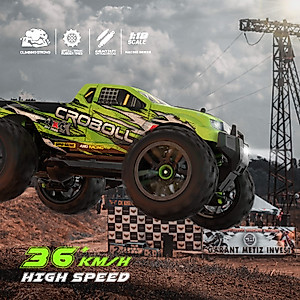 CROBOLL 1:18 Remote Control car for Kids Adults,36 KPH High Speed Monster Trucks 4x4 Off-Road Hobby Fast RC Car,2.4GHz 4WD All Terrain Electric Vehicle with 2 Rechargeable Batteries,Gifts for Boy Girl